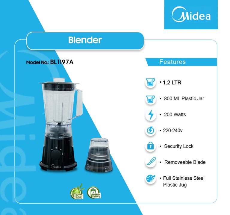 MIDEA-1.2-LTR-200WATTS-BLENDER - Legacy Luxury Store