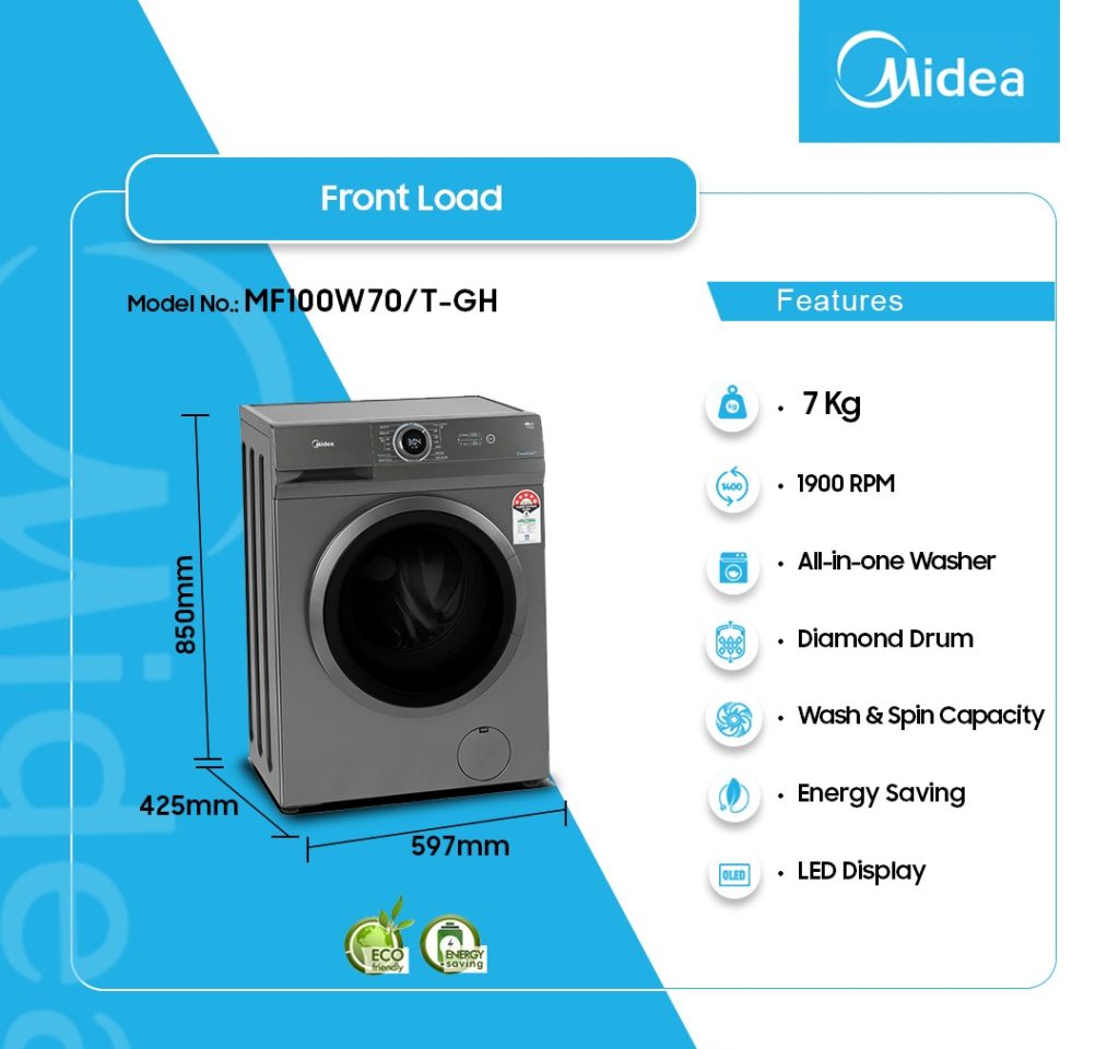 MIDEA 7KG FRONT LOAD FULL AUTO WASHING MACHINE - Legacy Luxury Store