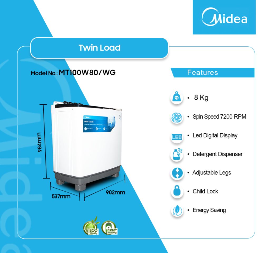 MIDEA-8KG-TWIN-TUB-WASHING-MACHINE - Legacy Luxury Store