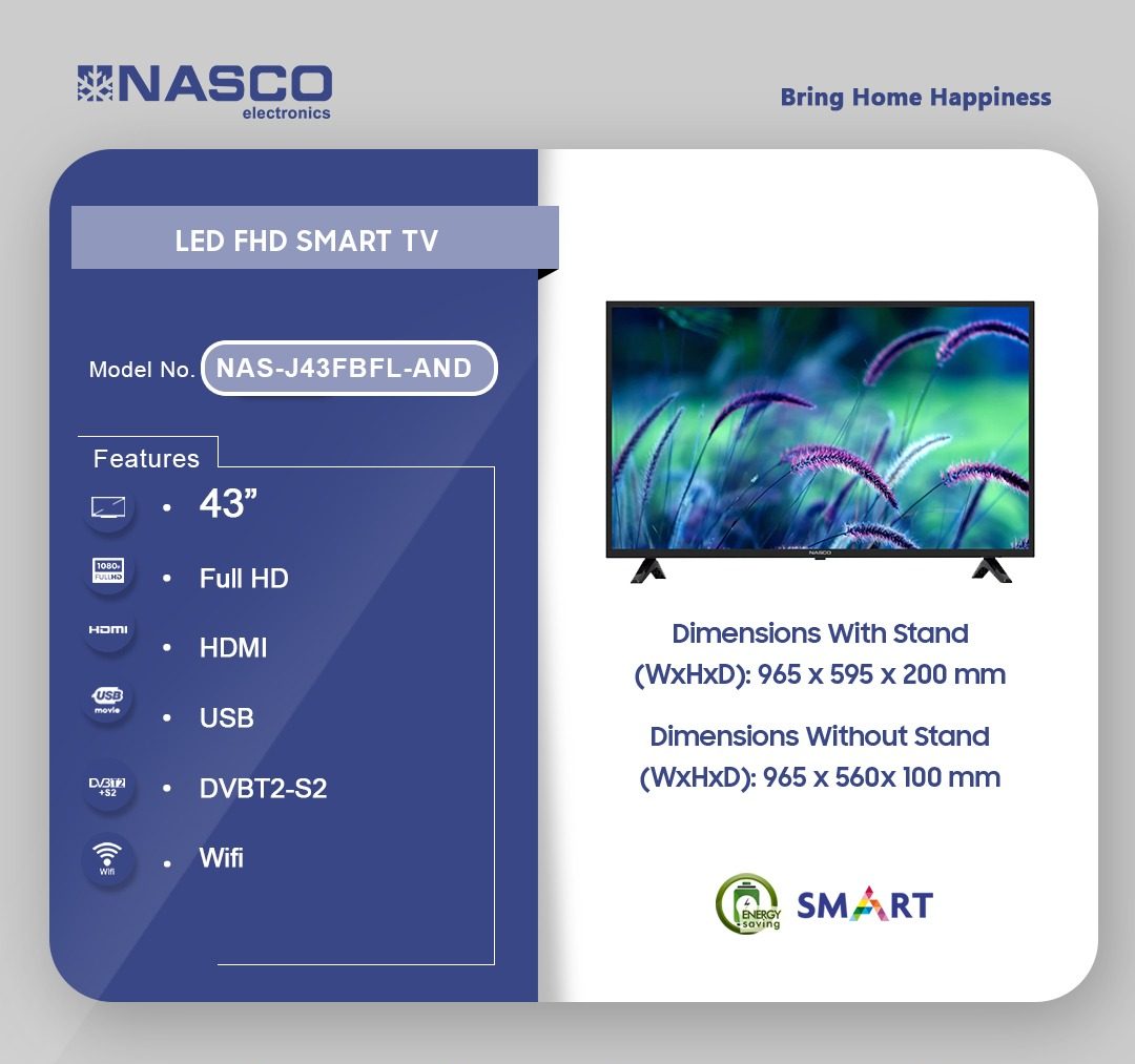 NASCO 43″ LED SATELLITE SMART TV - Legacy Luxury Store