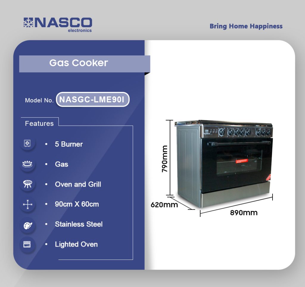 NASCO 5 BURNER GAS COOKER WITH GRILL - Legacy Luxury Store