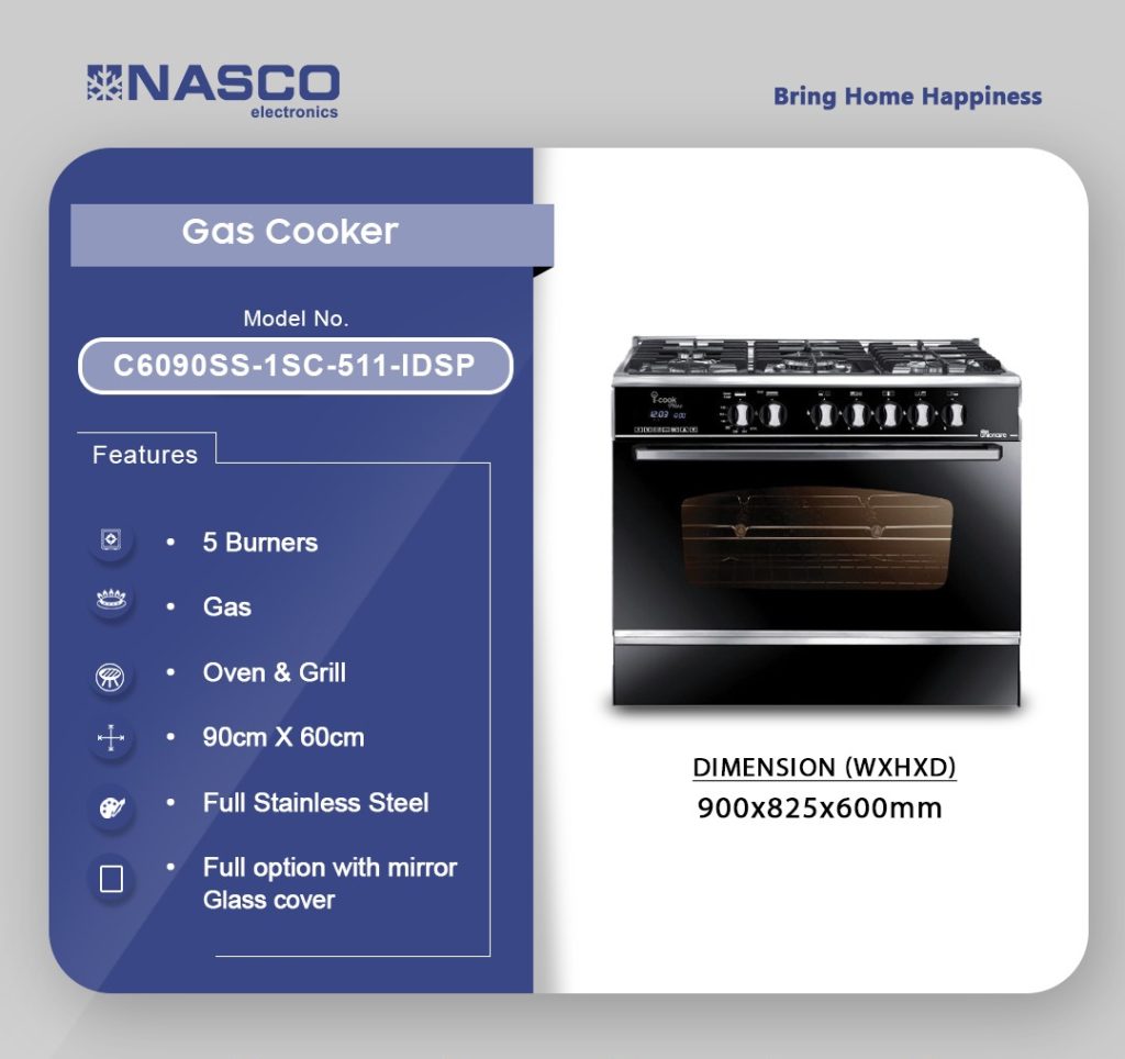 NASCO 5 BURNER GAS COOKER WITH OVEN - Legacy Luxury Store