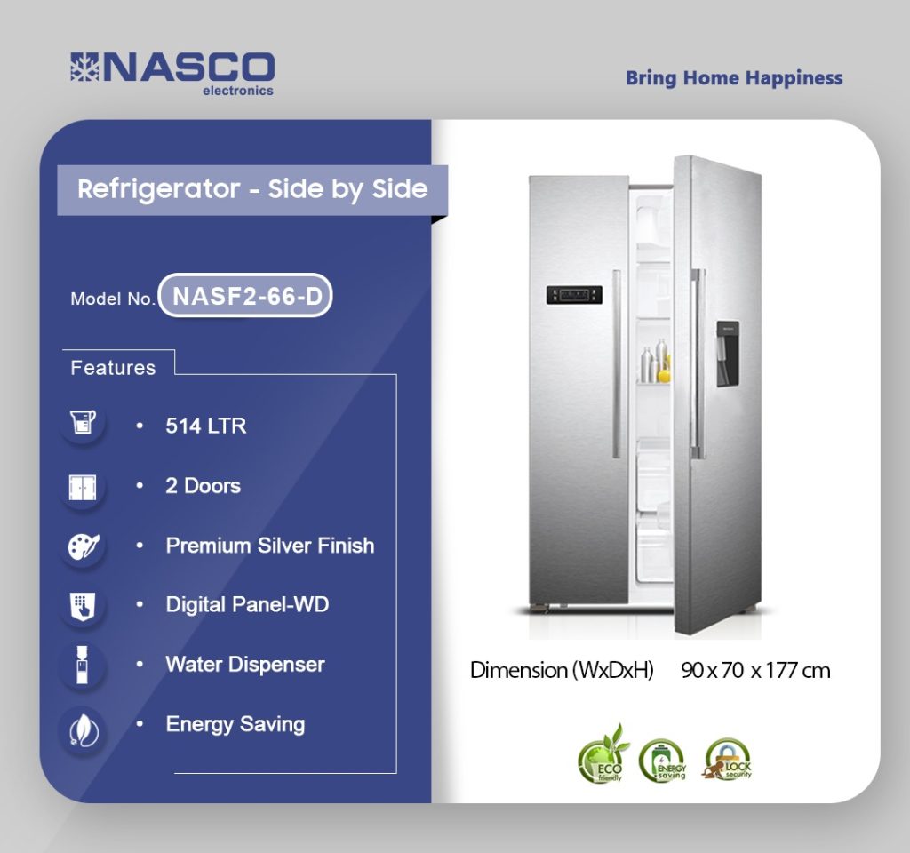 NASCO 601 LTR SIDE BY SIDE REFRIGERATOR - Legacy Luxury Store