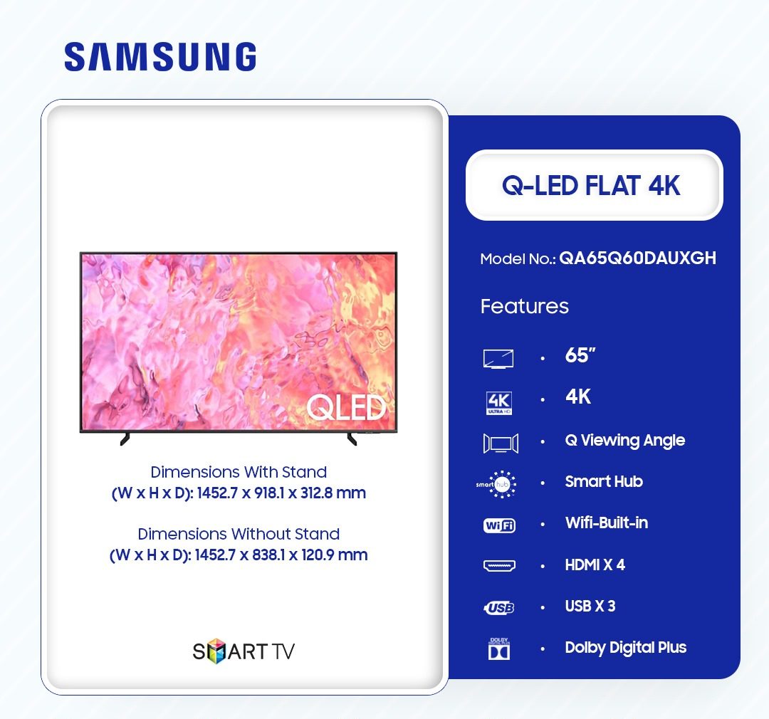 SAMSUNG 65″ INCH Q LED FLAT 4K TELEVISION - Legacy Luxury Store