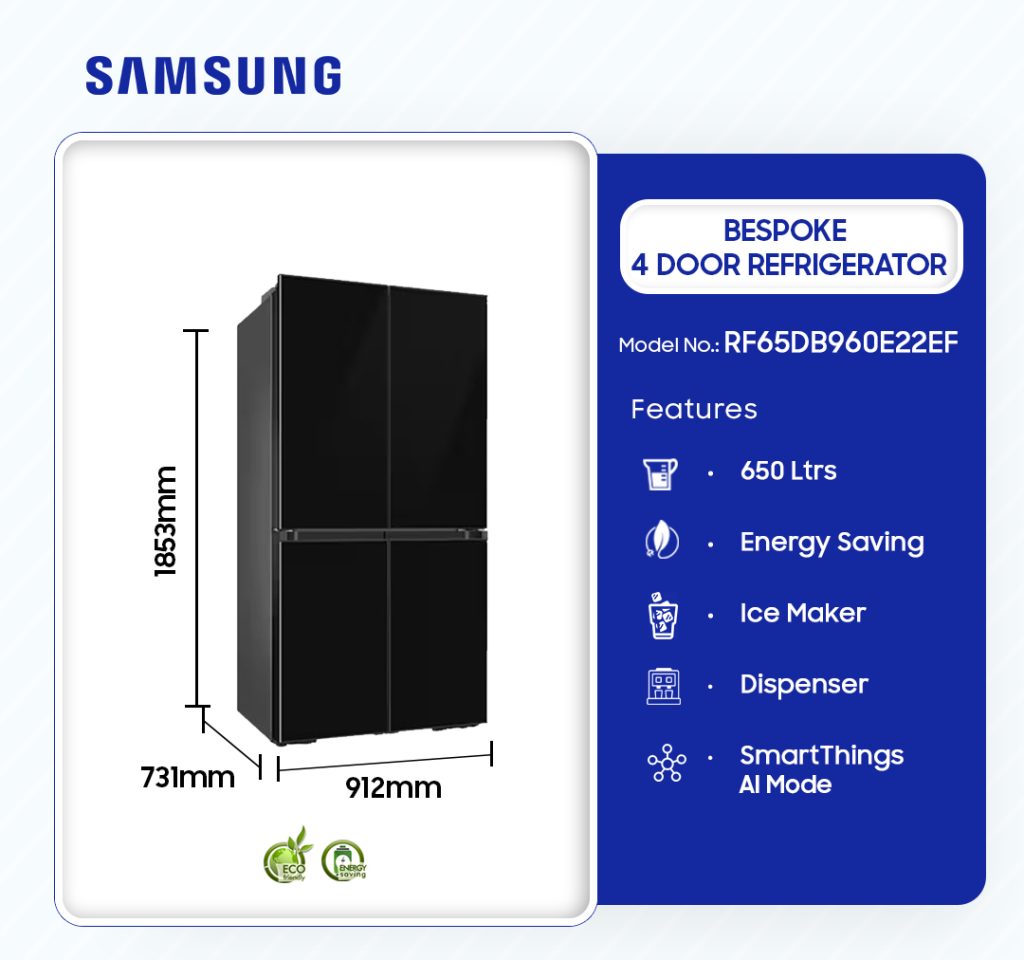 SAMSUNG 650 LTRS BESPOKE 4 DOOR REFRIGERATOR - Legacy Luxury Store