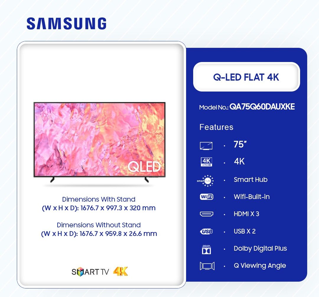 SAMSUNG 75″ Q LED FLAT 4K TV - Legacy Luxury Store